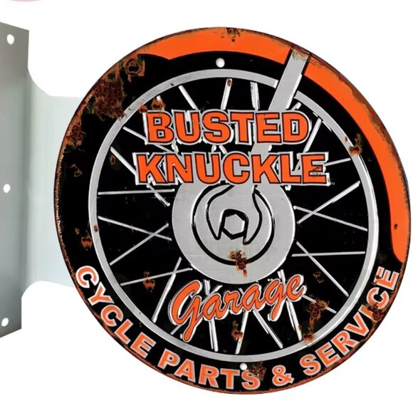 Wall Decor | Vintage Retro Double Sided Busted Knuckle Garage Flanged ...